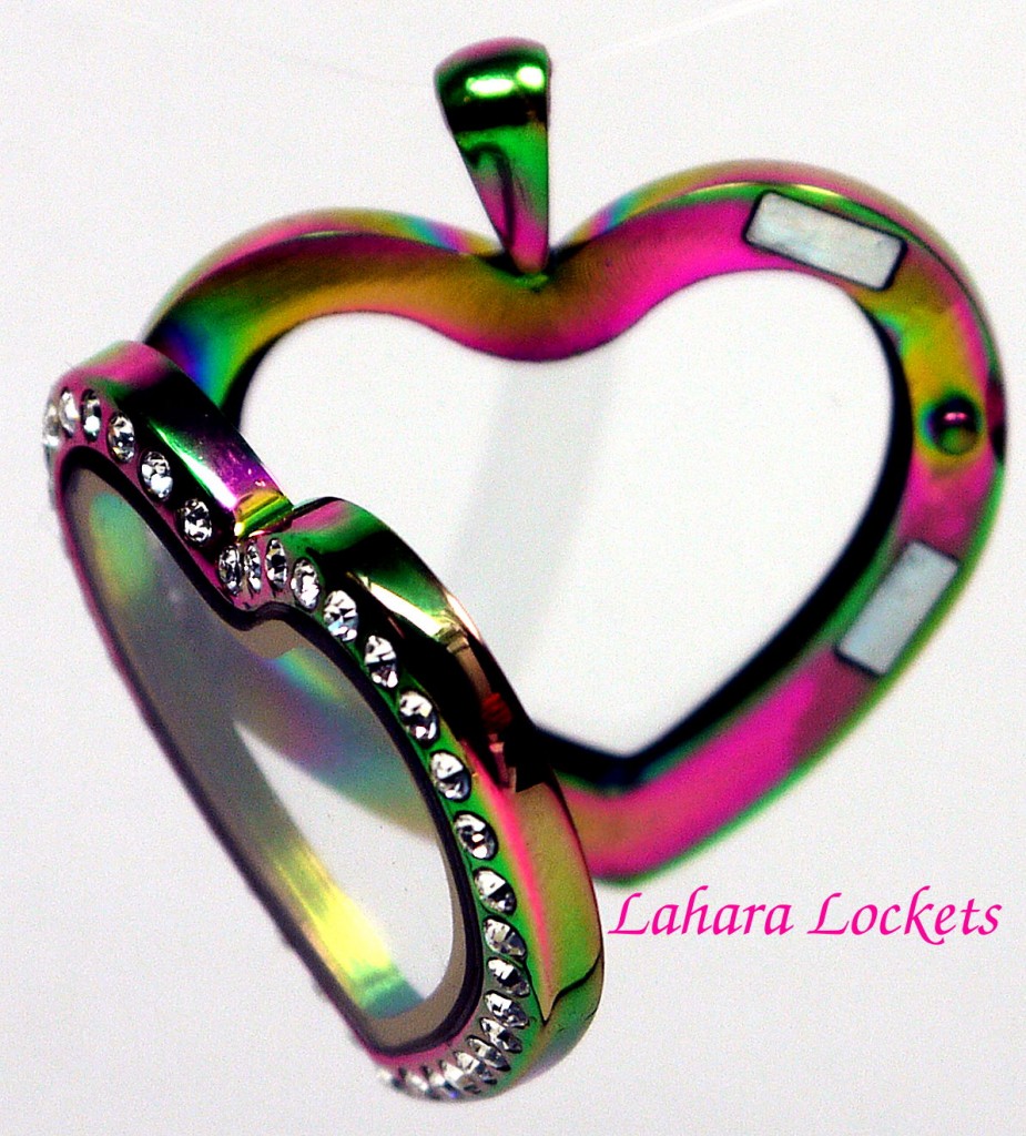 Memory Locket Heart, large, rainbow finish with crystals – WIldflower ...